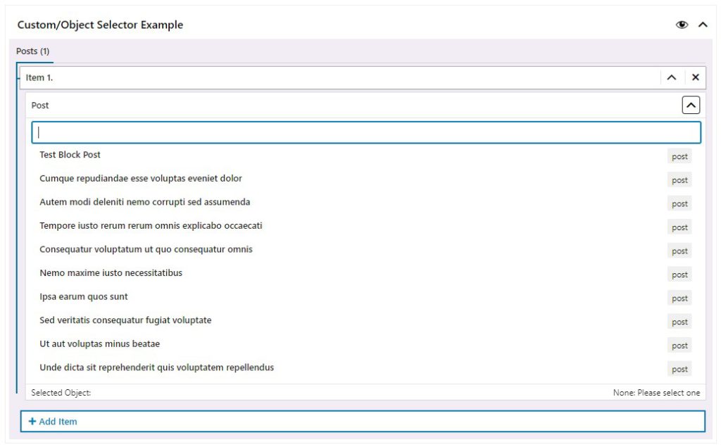 Object Selector Field Type - Theme Redone WordPress Starter Theme